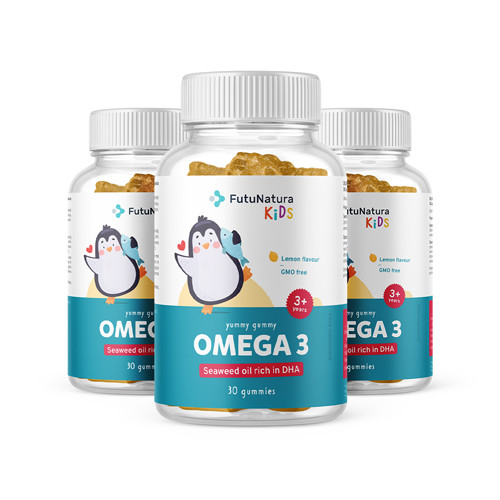 3x OMEGA-3 – Gumové bonbony pro děti, dohromady 90 gumových bonbonů ...